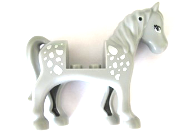 Lego Light Bluish Gray Horse with White Spots Animal Figure Minifigure ...