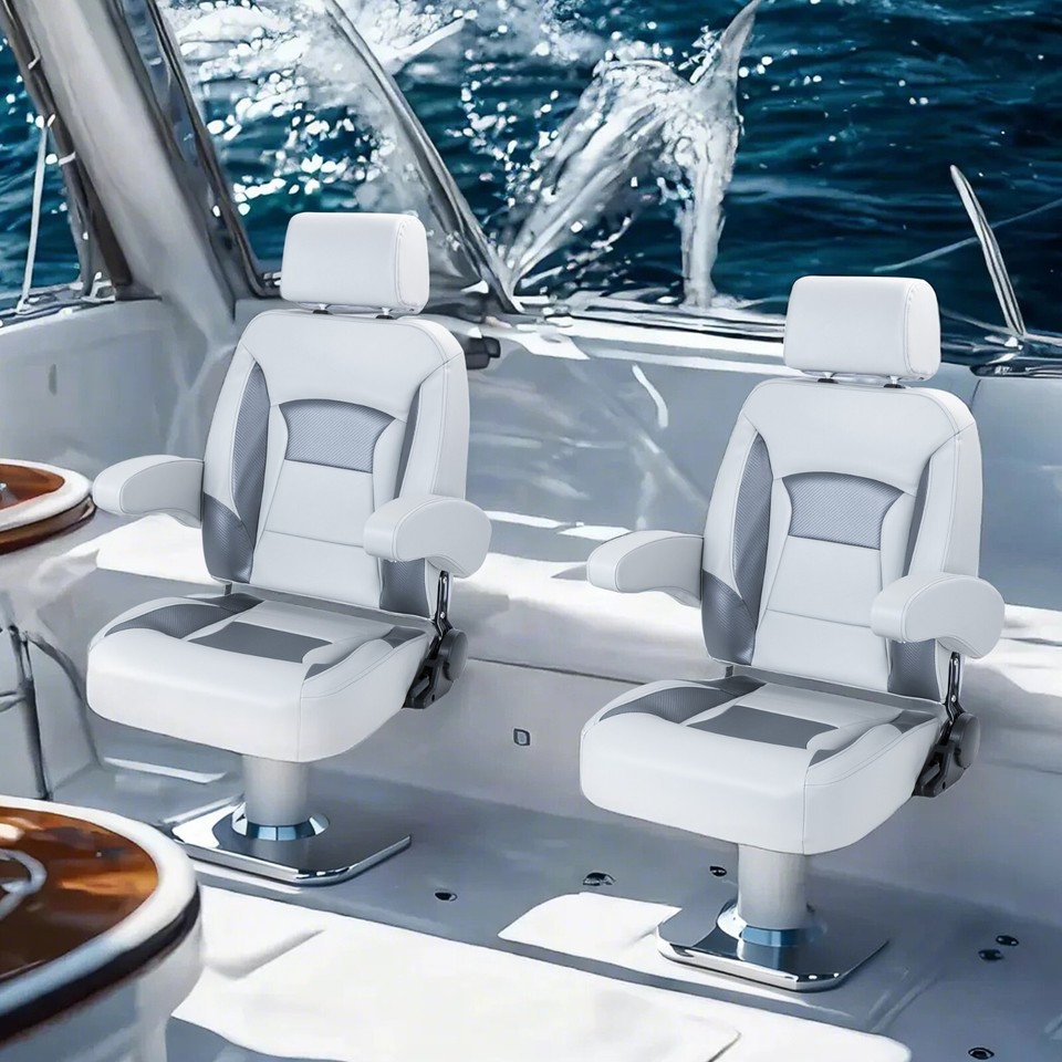 NORTHCAPTAIN High Back Reclining Pontoon Bucket Boat Seat,Light Grey ...