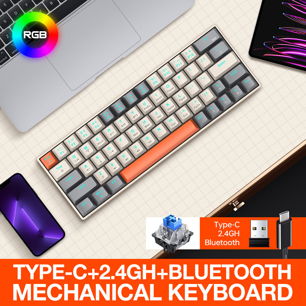 Three-mode Wireless Bluetooth Mechanical Keyboard Great Sound Clicky ...