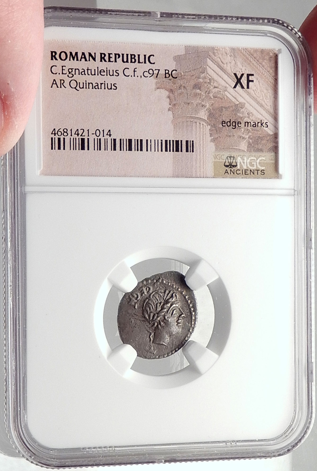 Roman Republic Ancient Silver Coin of Rome APOLLO TROPHY Quinarius NGC ...