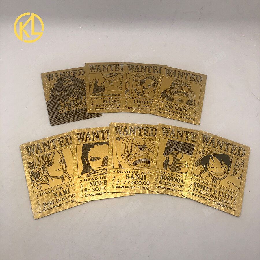 9pcs Japan Cartoon Anime One Piece Luffy Gold Cards For Fans Golden ...