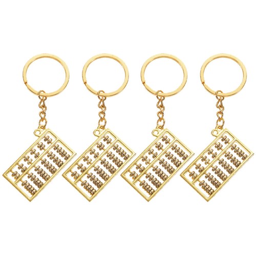 4 Pcs Golden Abacus Keychain Miss Metal Rings for Craft Small Keyring ...