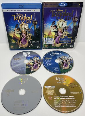 Tangled (3D, 2D Bluray, Dvd, Disney, Lenticular Slipcover, 2010, OOP ...