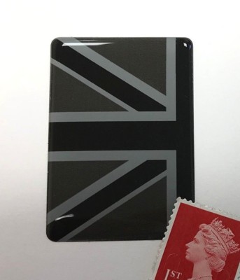 Half Union Jack Flag Sticker Domed Finish Black & 2 Tone Grey 35mm x ...