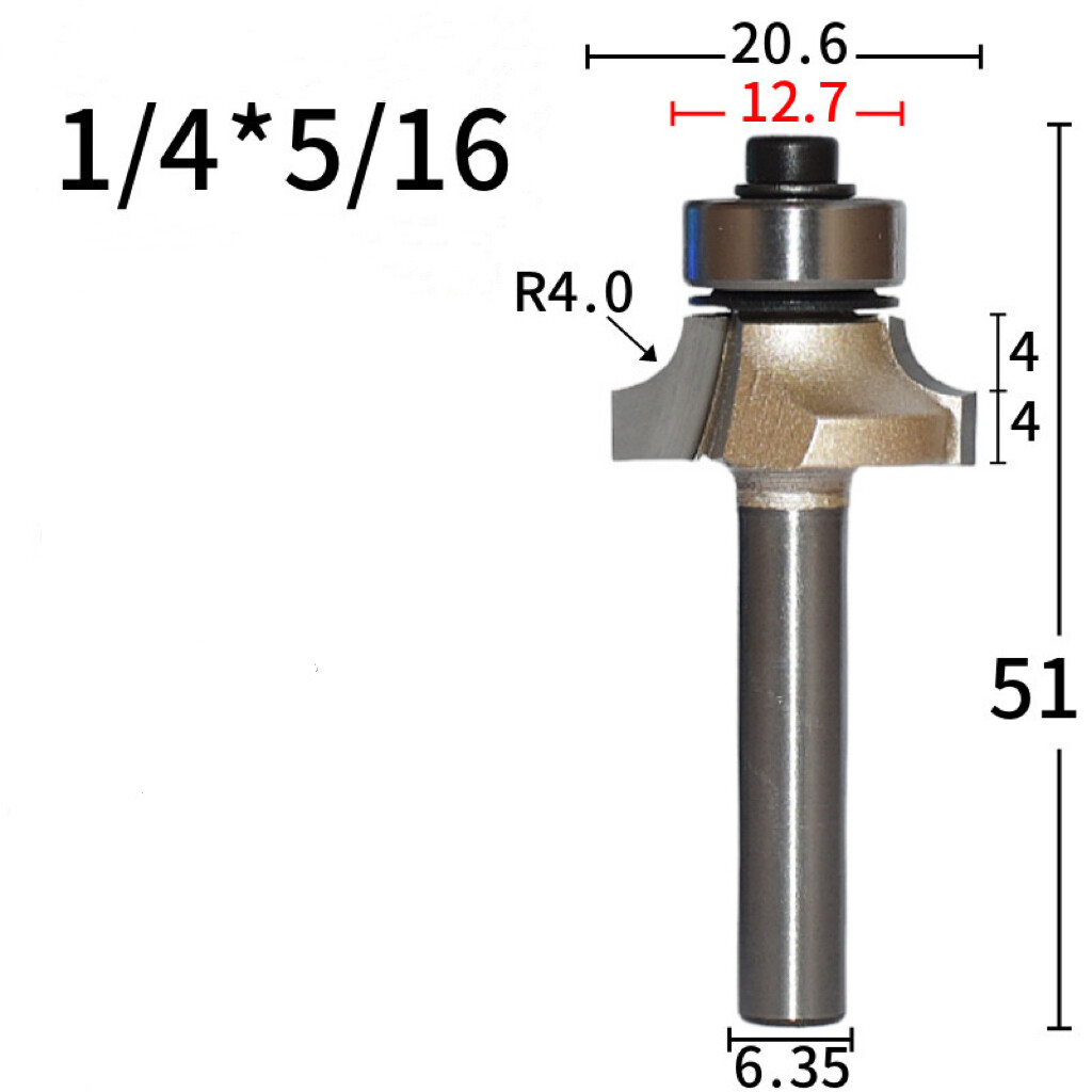 Rounding Router Bit Various Radius 1mm to 8mm Round Bearing ...