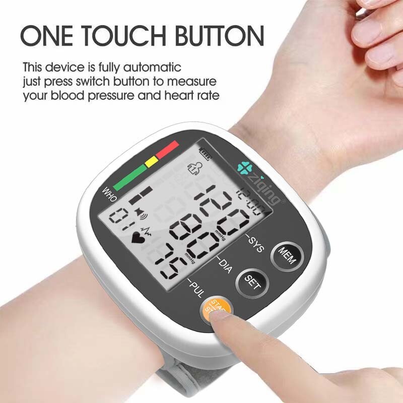 Digital Wrist Blood Pressure Monitor BP Cuff Gauge Heart Rate Machine ...