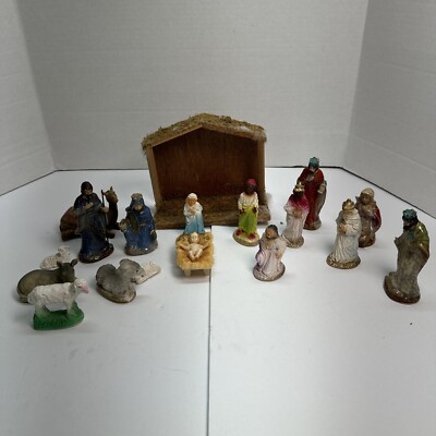 Lot of Vintage Nativity Set Chalkware Figures Christmas Baby Jesus ...