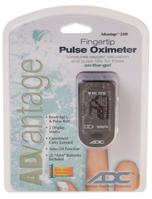 ADC Advantage 2200 Fingertip Pulse Oximeter SpO2 Heart Rate Monitor LED ...