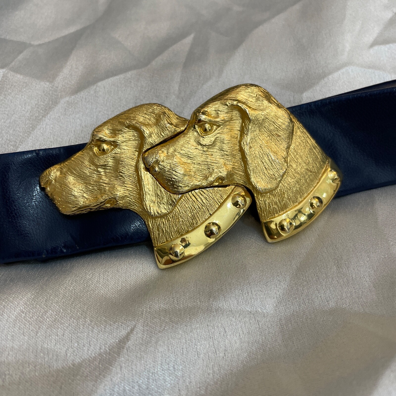 Vintage Labrador Dog Paquette Signed Gold Tone Belt B… - Gem