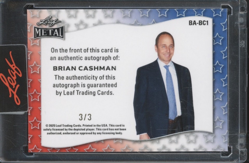 2025 Leaf Metal American Flag Blue Crystal Brian Cashman Auto Autograph ...