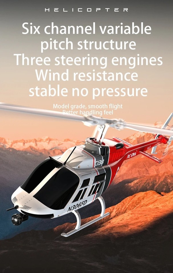 RC ERA C138 RC Helicopter Bell-206 6CH 6-axis Gyro Remote Control RTF ...