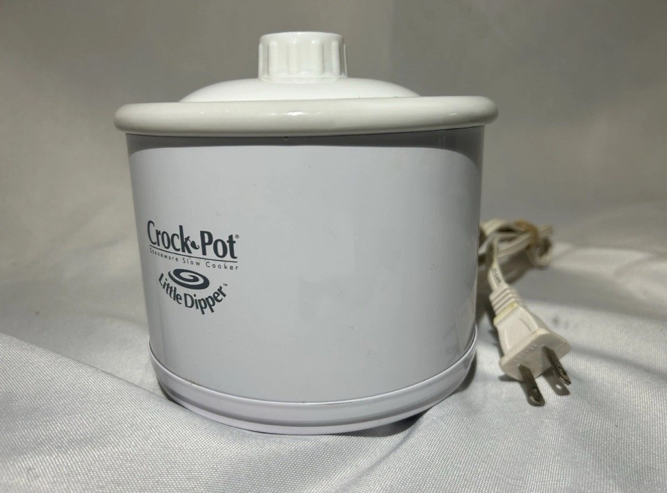 Crock Pot Little Dipper Mini Slow Cooker Stoneware White Dip Pot | eBay