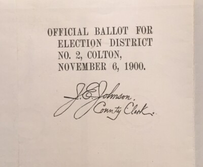 Historical Ballot Presidential- Rare -William McKinley -Teddy Roosevelt ...