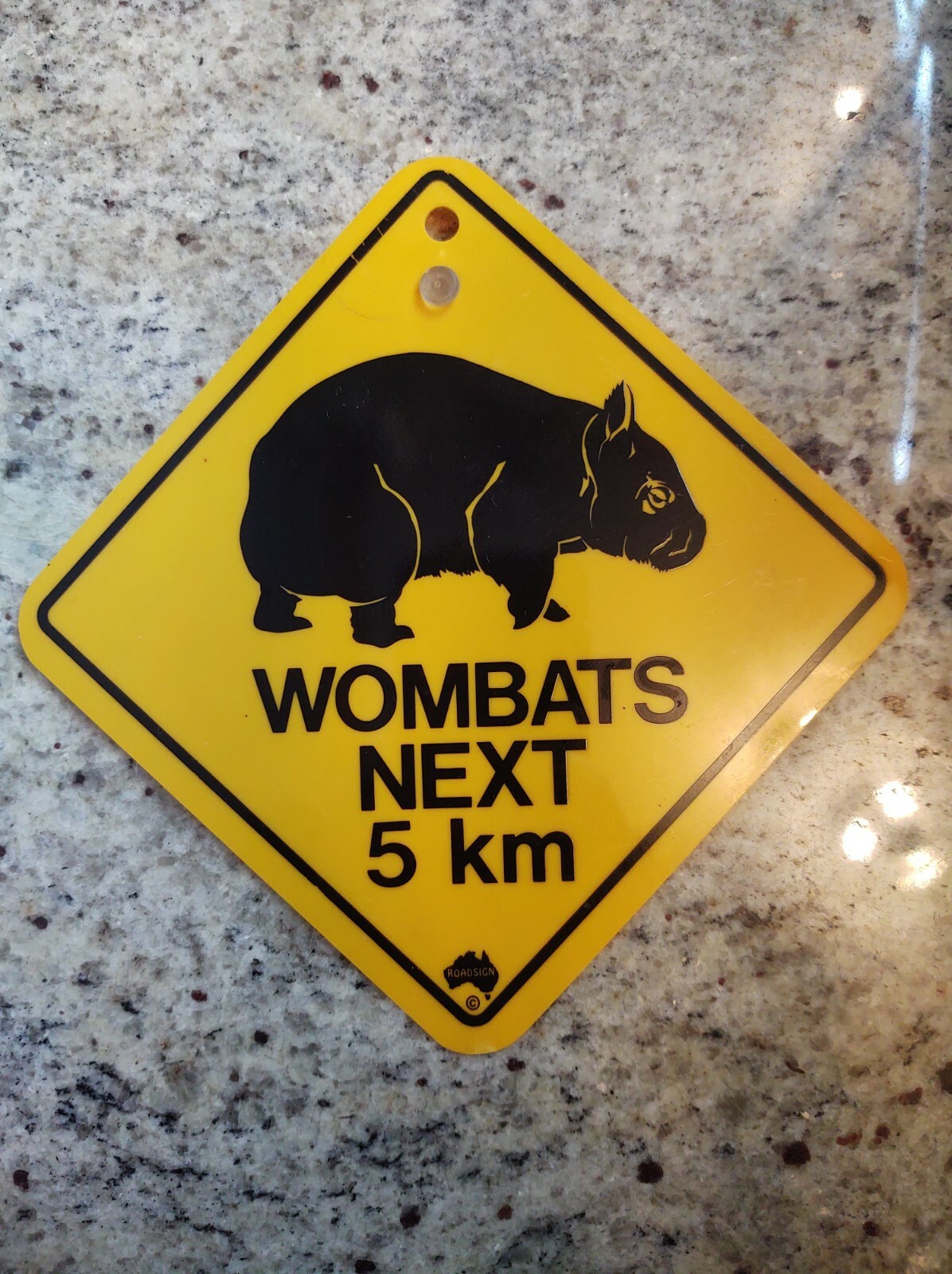 Vintage Wombats Next 5 km-Australia Roadsign-w/suction cup hanger 4 ...