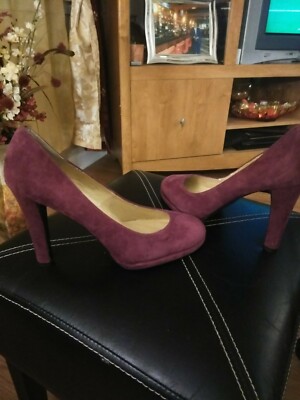 Raspberry High Heel Suede Leather Platform Pumps By Colin Stuart Size 8 ...