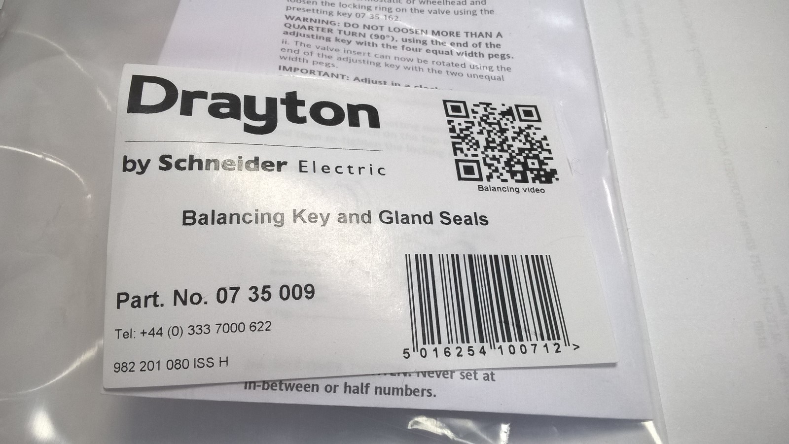 DRAYTON TRV4 CLASSIC 0735009 TRV SERVICE REPAIR KIT BALANCE KEY GLAND ...