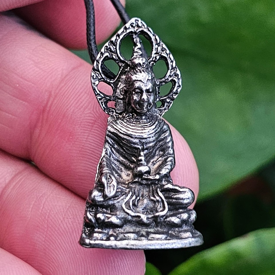 Medicine Buddha Necklace Pendant Indian God Cord Lace Amida Buddha ...
