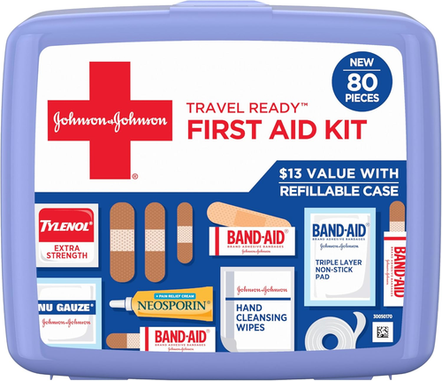 Travel Ready Portable Emergency First Aid Kit for Minor Wound Care with ...