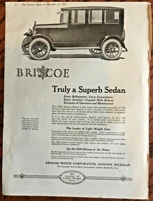 Briscoe Sedan car ad 1919 original vintage 1920s era print retro art ...