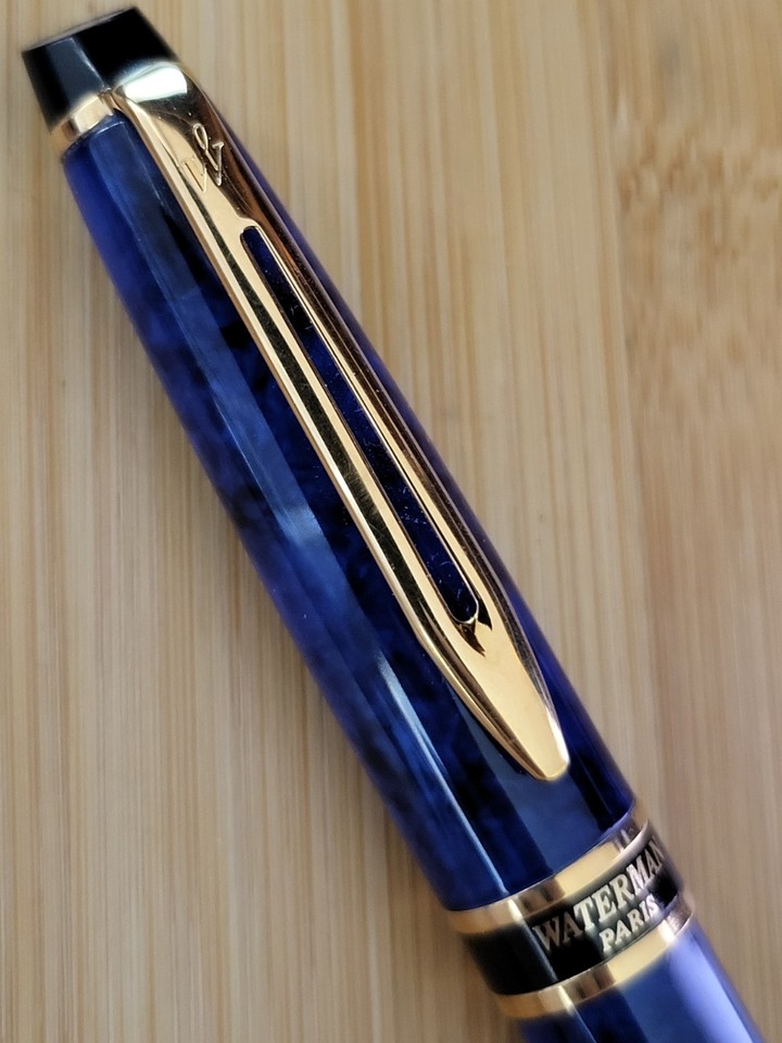 Waterman EXPERT II Oriental ROYAL BLUE Marble Gold Trim Ballpoint ...