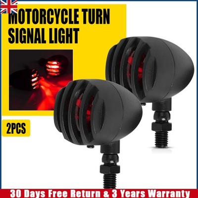 2Pcs Mini Motorcycle Red LED Bullet Turn Signal Brake Blinker Indicator ...