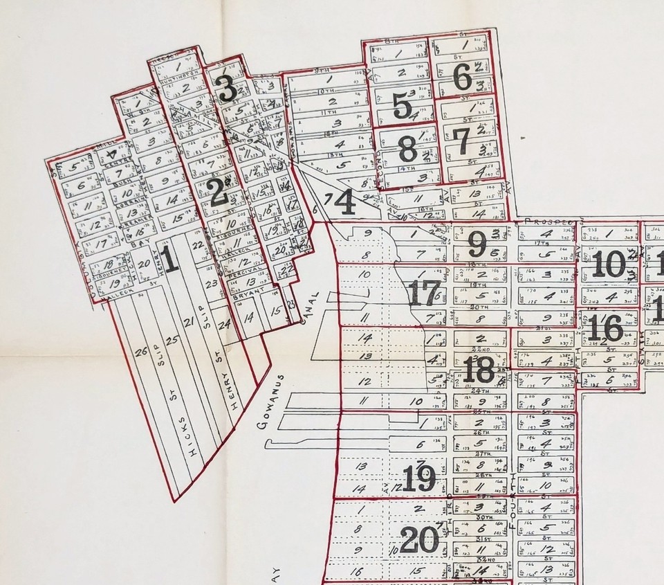 1914 Map BROOKLYN - RED HOOK - SUNSET PARK - GOWANUS - Original (26x22 ...