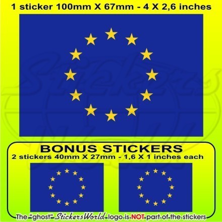UNION EUROPÉENNE Drapeau EUROPE 100mm Vinyl Sticker Autocollant x1+2 ...