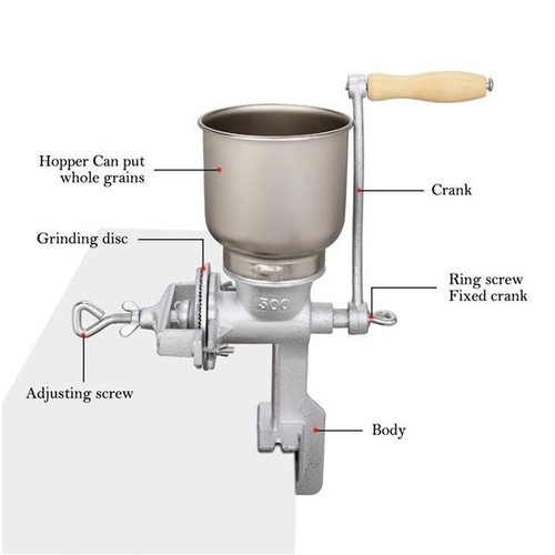 500# Home Use Hand Cranking Operation Grain Grinder Silver | eBay