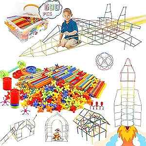 Straw Constructor Toys STEM Building 600Pcs Toy Interlocking Plastic | eBay