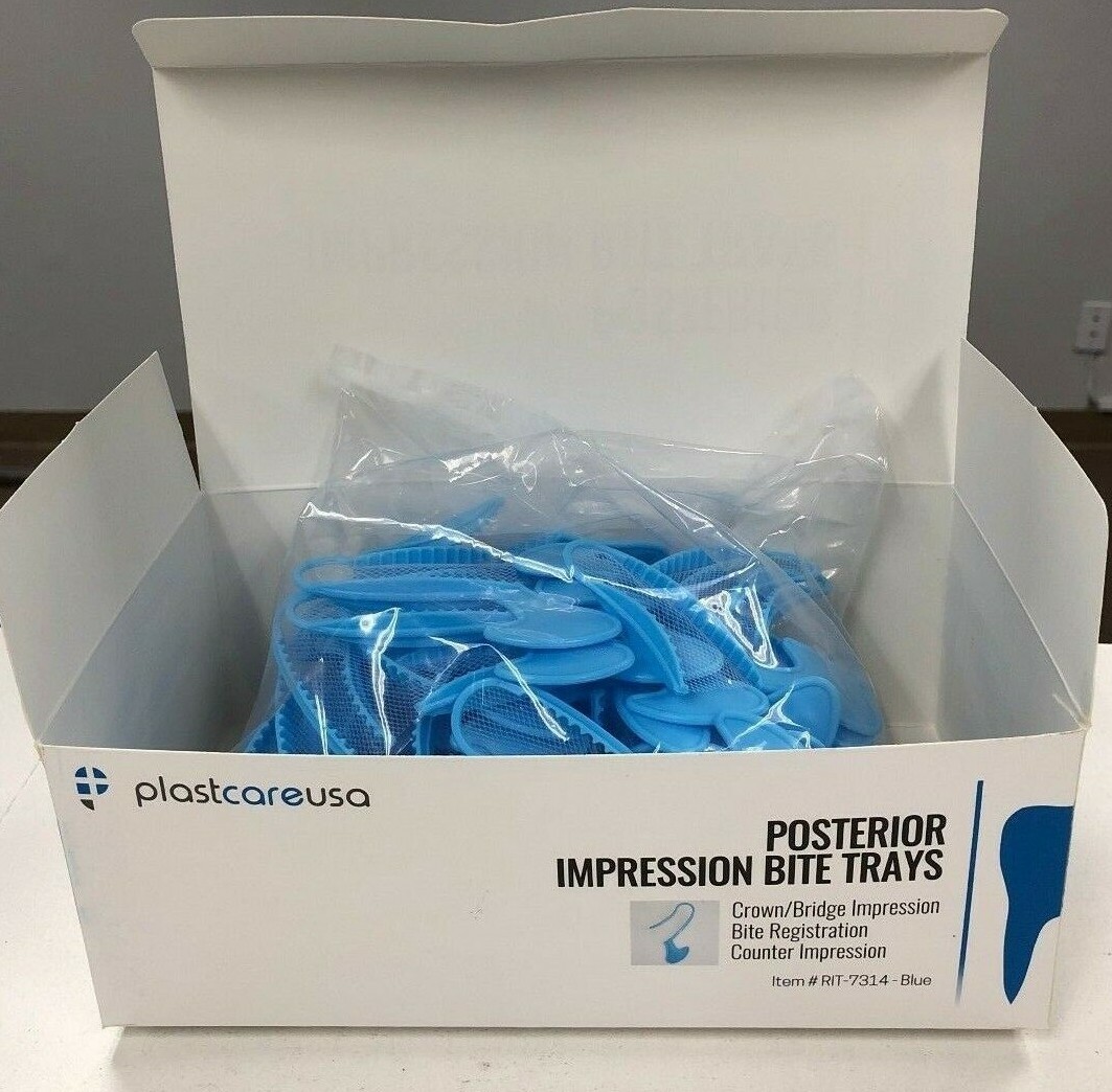 Dental Impression Bite Registration Triple Trays, Posterior, (Blue ...