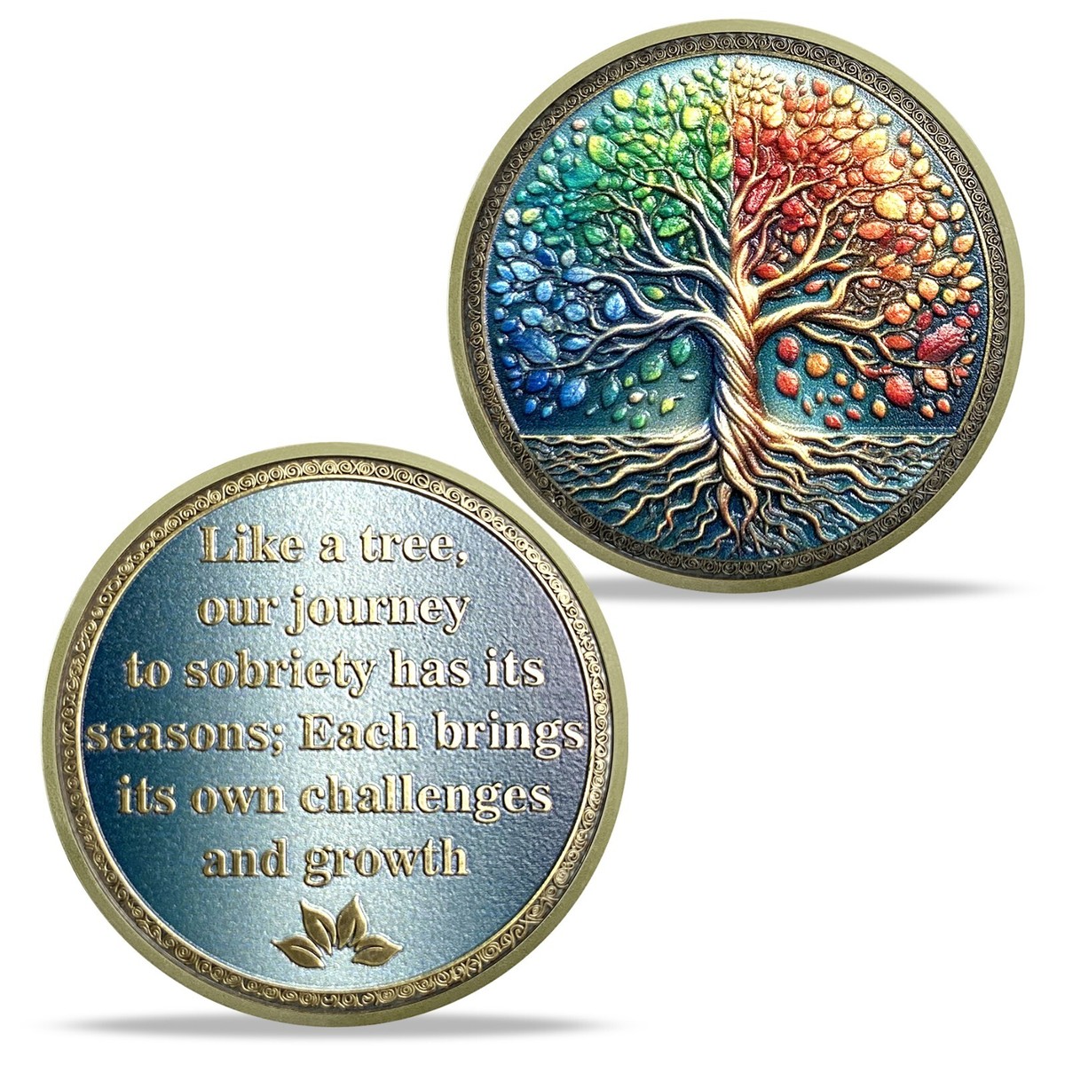 Recovery Addiction Chip Tree Of Life Sobriety Coin - Four Seasons ...