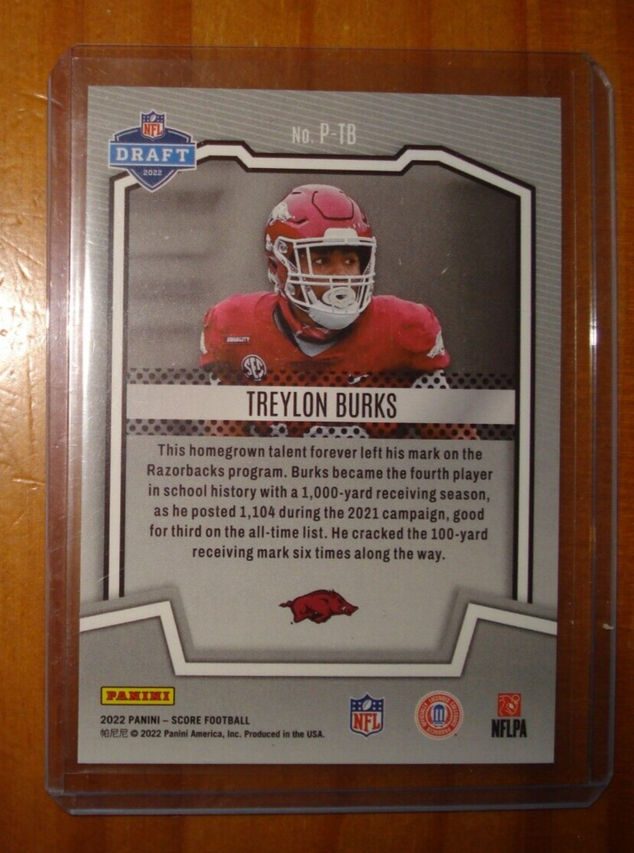 2022 Score Protential Treylon Burks RC #P-TB Arkansas & Tennessee ...