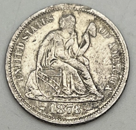 1873 Seated Liberty Dime Hand Carved Love Token Initials "WS" Silver ...
