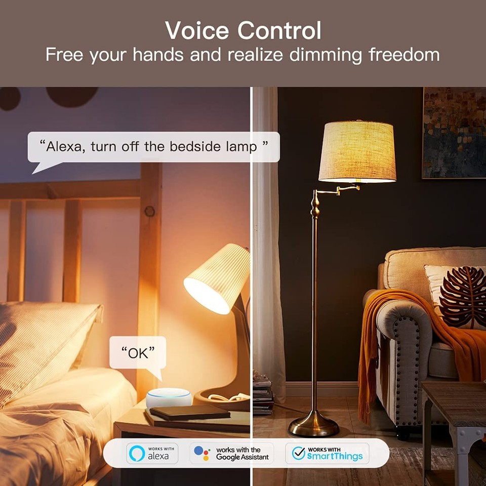 Alexa Smart Dimmer Plug, Plug-in Lamp Dimmer Switch for Dimmable LED ...