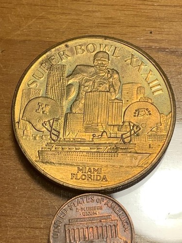 Large Super Bowl 33 ( 1999 ) Brass Medal Nice Condition SKU#36072 | eBay