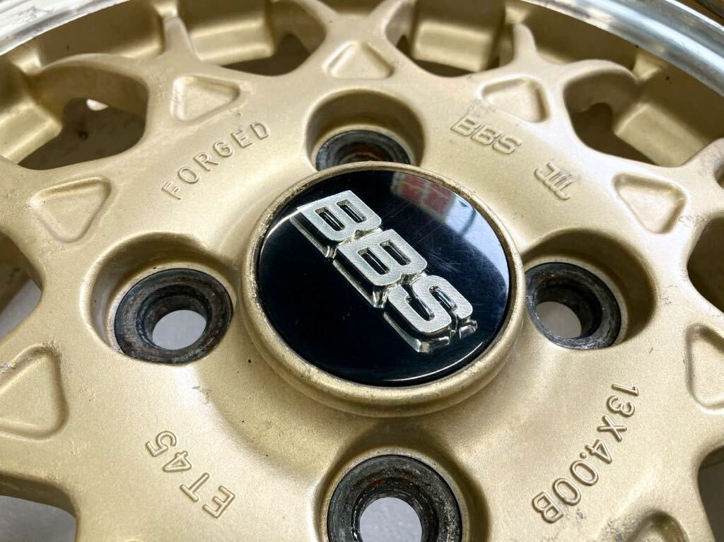 Rare!JDM Gold Forged BBS 13" aluminium wheels 4set 4J +45 4H x 100 ...