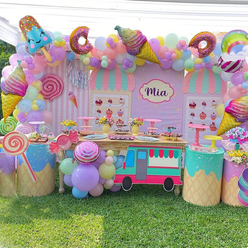 Ice Cream Party Decorations,Candyland 17Pcs Donut Rainbow Cloud ...