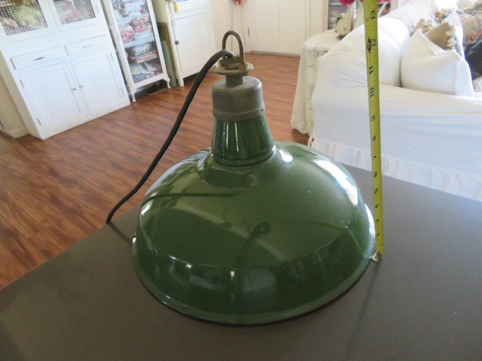 Large Vintage Green Porcelain Farm Shop Light Lamp Appleton Electric ...