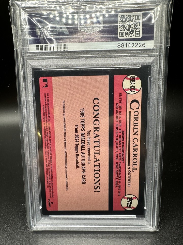 2024 TOPPS CORBIN CARROLL 1989 THROWBACK AUTO ON CARD #89BA-CCA PSA | eBay