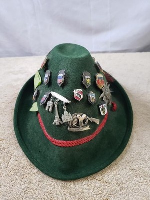 Vtg German Austria Swiss Bavaria Tyrolean Hat 20 Travel Pins ...