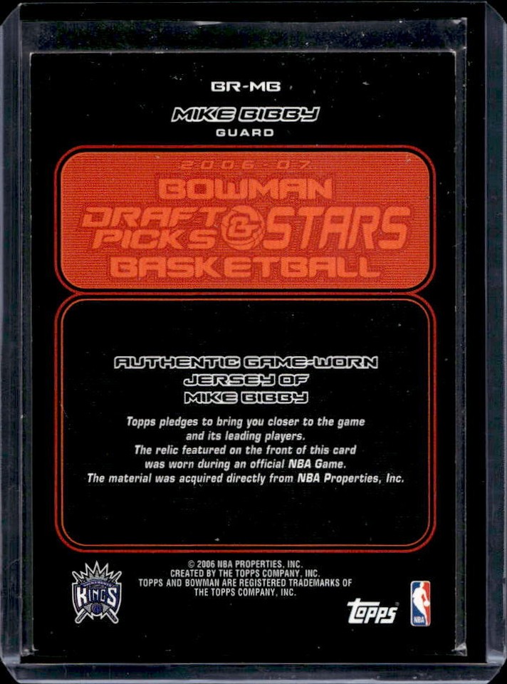 2006-07 Bowman Draft Mike Bibby Game Worn Jersey #BR-MB Kings | eBay