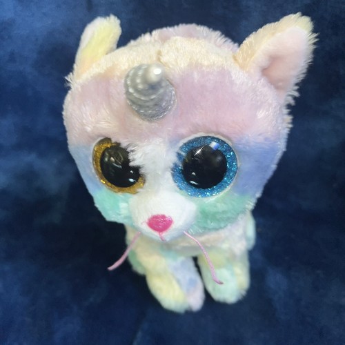 Ty Beanie Boos 6" HEATHER Unicorn Cat Rainbow Stuffed Plush Blue Yellow ...