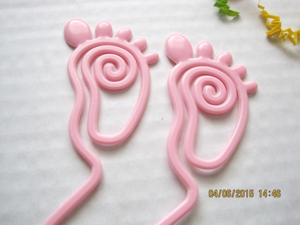 Floral Picks BABY FOOT Pink Blue Cardholders w/FREE Matching RIBBON* 12 ...