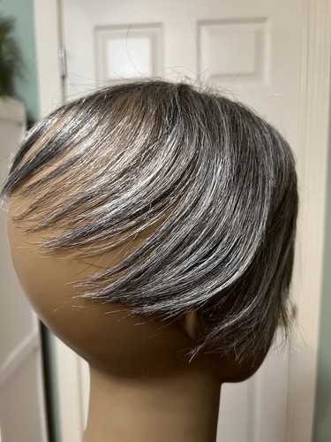 REECHO Clip-In Human Hair Toppers, 8 Inch for Thin Hair Gray/Black ...