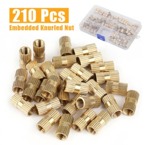 210Pcs M2-M10 Assorted Cylinder Knurled Insert Embedded Nuts Threaded ...
