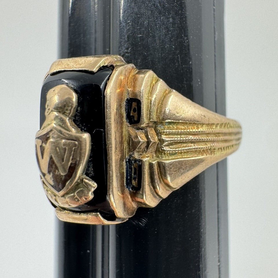 Vintage 10k Yellow Gold Onyx Jostens 1940 Weber High School Class Ring Sz. 5.5 | eBay