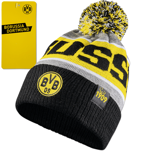 BVB Mütze Borussia Dortmund Beanie Wendemütze Bommelmütze Bommel ...