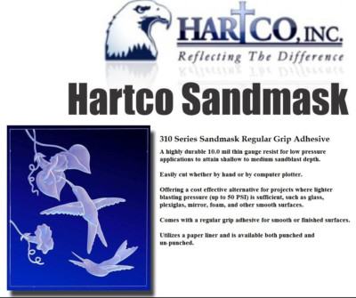 30" X 20 YDS HARTCO 310 SANDBLAST FILM FOR GLASS PLEXIGLASS MIRROR FOAM ...