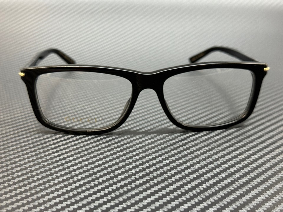 GUCCI GG1447O 001 Black Gold Men's Large 57 mm Eyeglasses | eBay