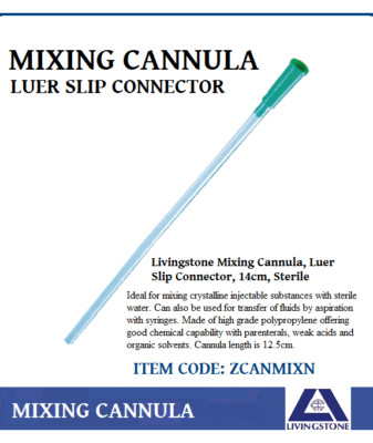 13 x Livingstone Mixing Cannula Luer Slip Connector 14cm Sterile Each ...